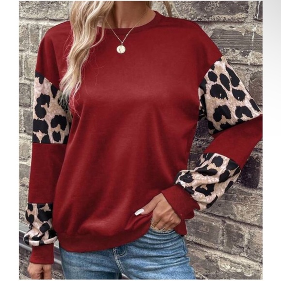 Alunalevi | Tops | Red Leopard Print Top New With Tags | Poshmark
